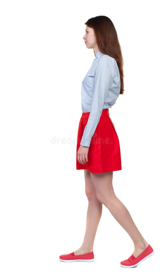 Back View Of Walking Woman Beautiful Blonde Girl In Motion Stock Image