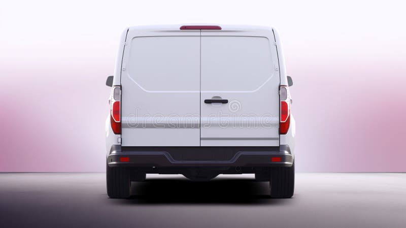 Back View of White Cargo Van with Minimalist Background Stock ...