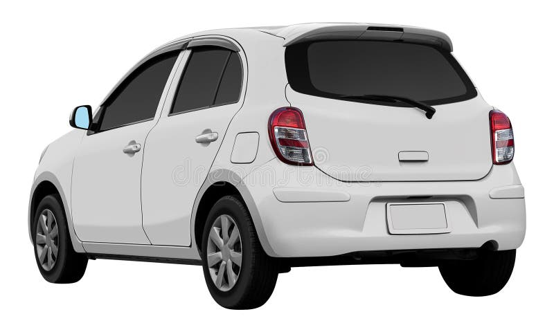 Back View White Hatchback Car Isolated Background Clipping Path Stock ...