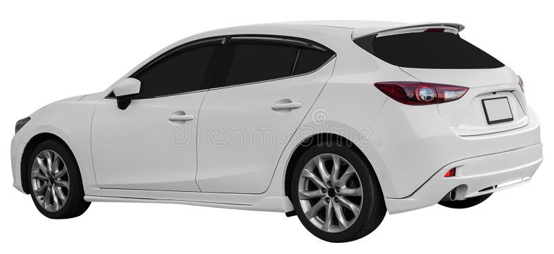 Back View White Hatchback Car Isolated Background Clipping Path Stock ...
