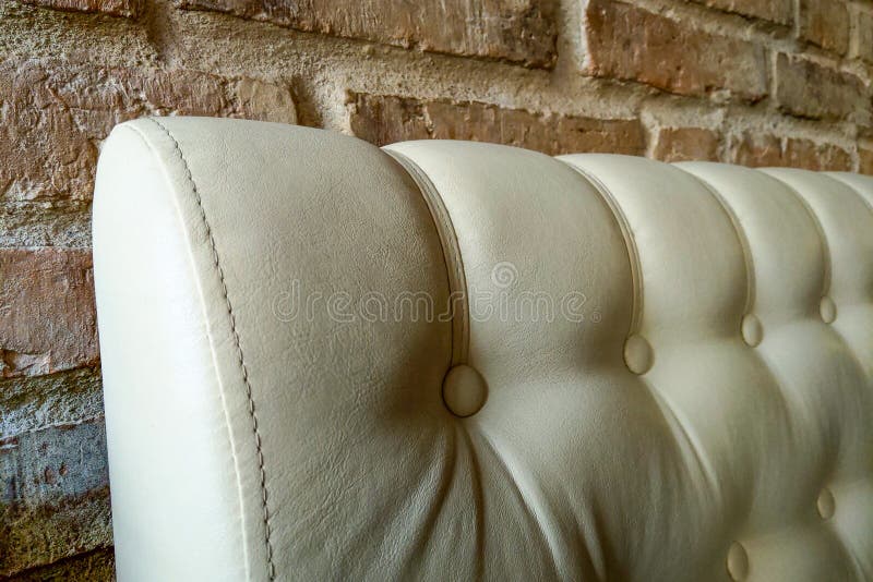 Back View of a White Leather Sofa, Expensive Furniture Stock Photo ...