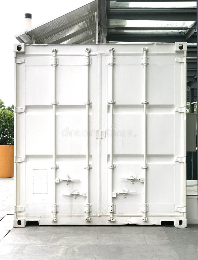 Back View of White Shipping Container Stock Image - Image of industry ...