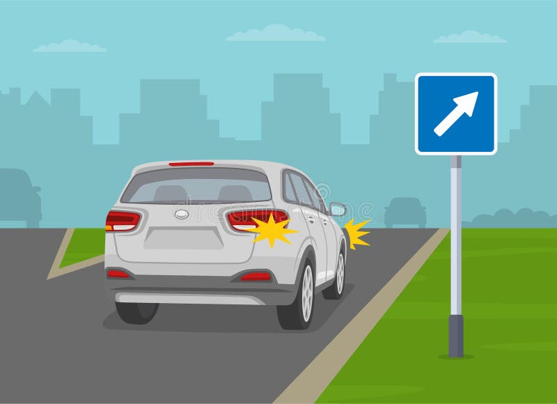 Back View of a White Suv Car on Motorway Exit. Safe Driving Tips and ...