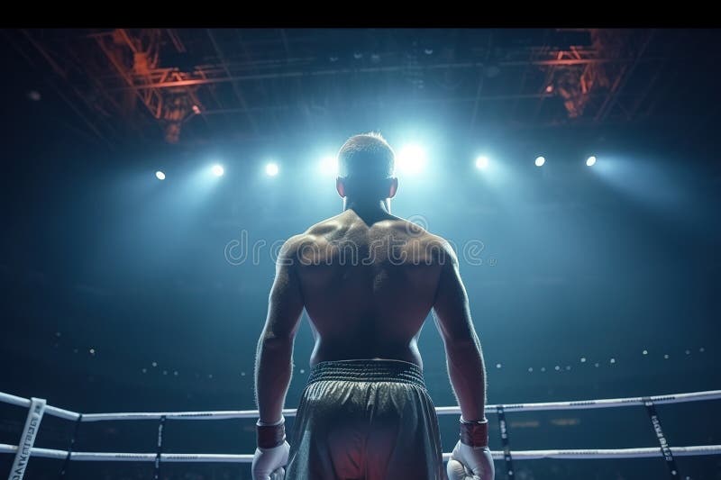 Back View Winner Professional Boxer Fight in Ring Man.illustration ...