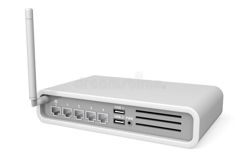 Wi-Fi Router Back Panel with Ports and Signs, Flat Style on a ...