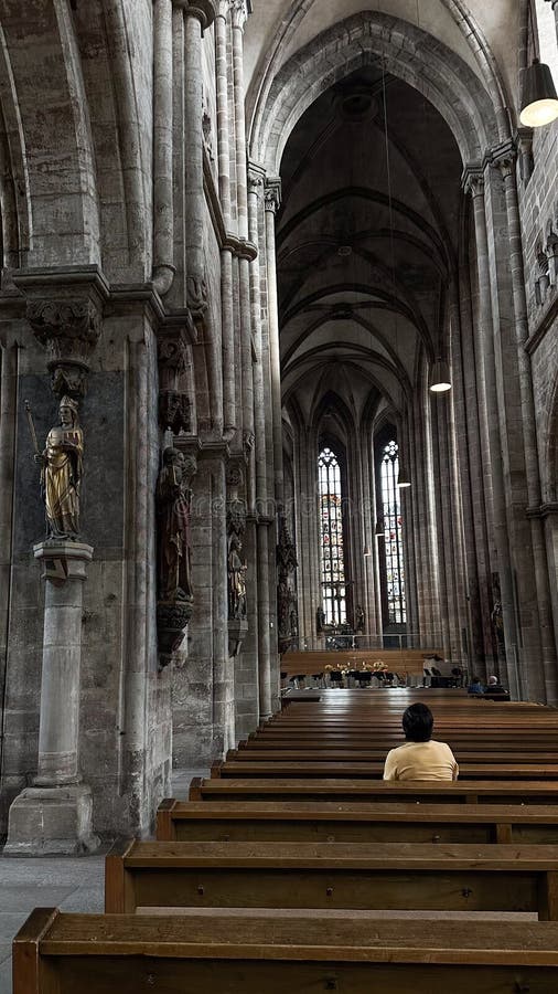 Back View of a Woman in a Catholic Cathedral Editorial Stock Photo ...