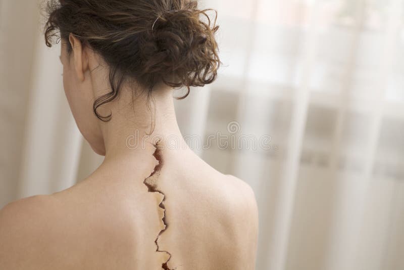 Back View of Woman with Crack on Back Stock Photo - Image of nude ...