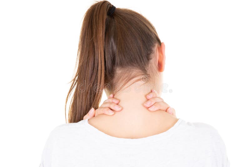 Back View Woman Have Neck and Shoulder Pain Stock Image - Image of ...