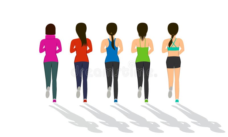 Back View of Woman Runner in Flat Vector Design Stock Vector ...