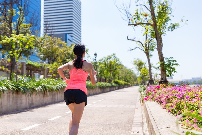 Back View of Woman Running at Park Stock Photo - Image of japanese ...