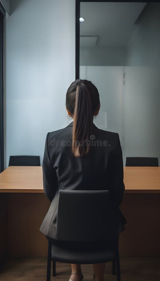 Back View of a Woman in a Suit Waiting for a Job Interview, Generated ...