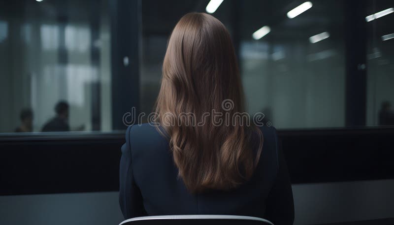 Back View of a Woman in a Suit Waiting for a Job Interview, Generated ...