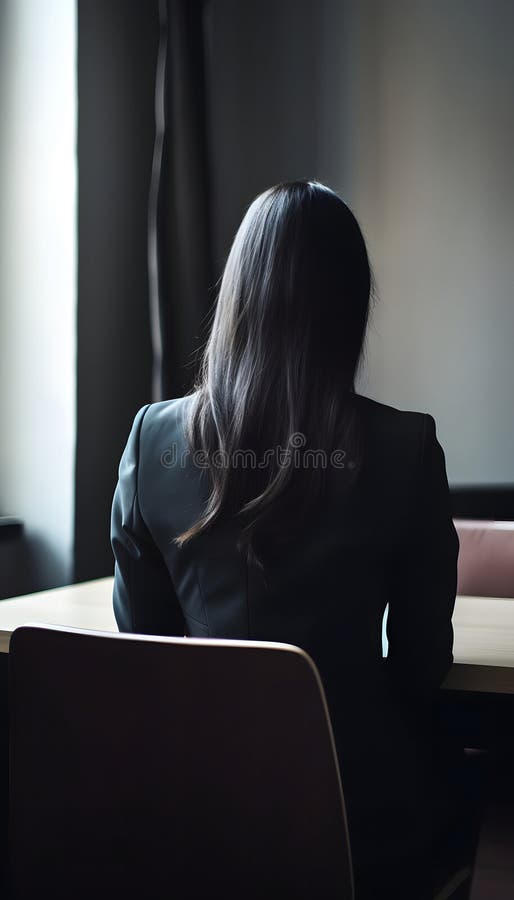 Back View of a Woman in a Suit Waiting for a Job Interview, Generated ...