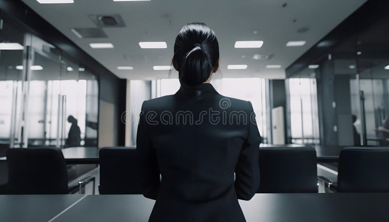 Back View of a Woman in a Suit Waiting for a Job Interview, Generated ...