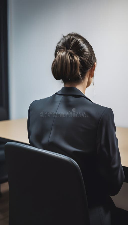 Back View of a Woman in a Suit Waiting for a Job Interview, Generated ...