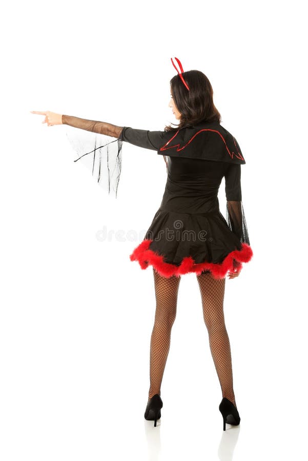 Back View Woman Wearing Devil Clothes Stock Photo - Image of celebrate ...
