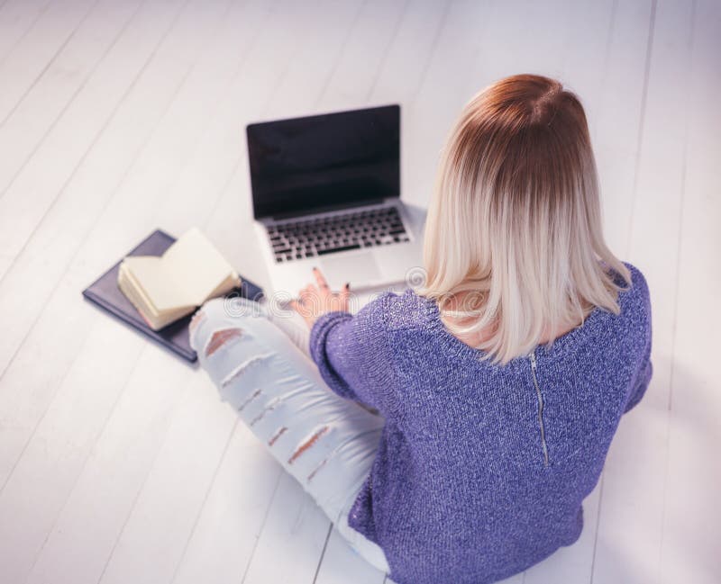 Woman Working Behind Laptop Stock Image - Image of lifestyle, monitor ...