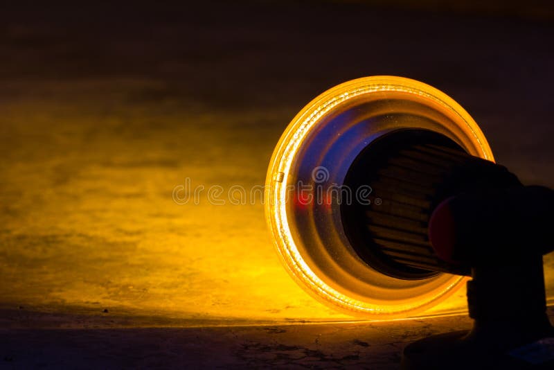 Yellow Spotlight Unit Scene. Stock Photo - Image of iron, prevent ...