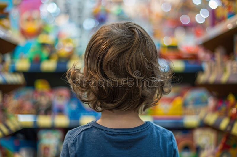 Back View of Young Boy Child in Toy Store Stock Illustration ...