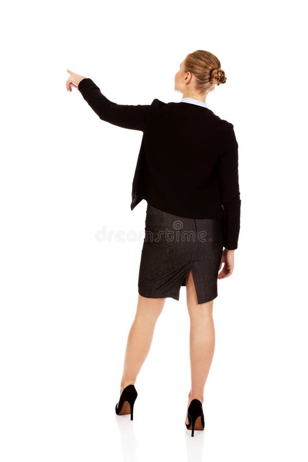 Back View of Young Business Woman Pointing for Somathing Stock Image ...