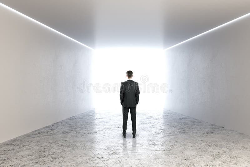 Man in white corridor stock image. Image of loft, inside - 133289923