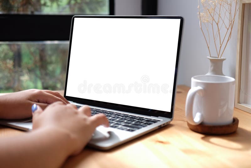 Back View of Young Businesswoman Working on New Project with Computer ...