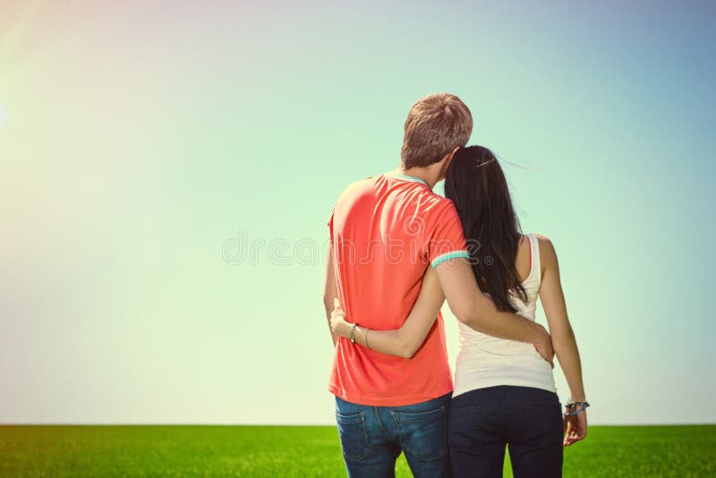 Back View Of Young Couple Looking Into The Distance Stock Photo - Image ...