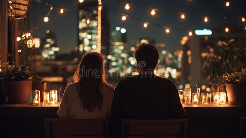 Back View of Young Couple Spending Their Night Stock Image - Image of ...