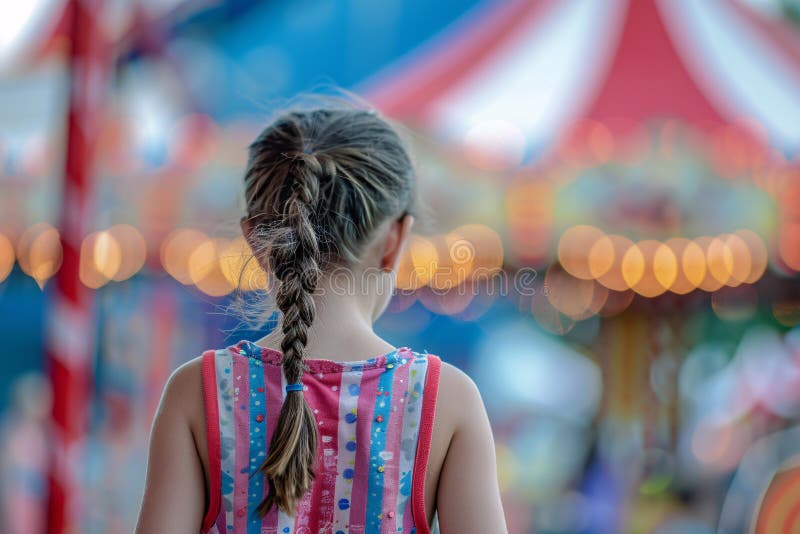 Back View of Young Female Child Looking at Circus Tent Stock ...