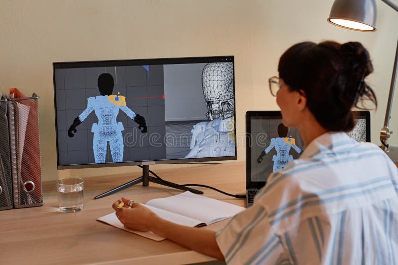 Female Designer Building Digital 3D Models Stock Photo - Image of ...