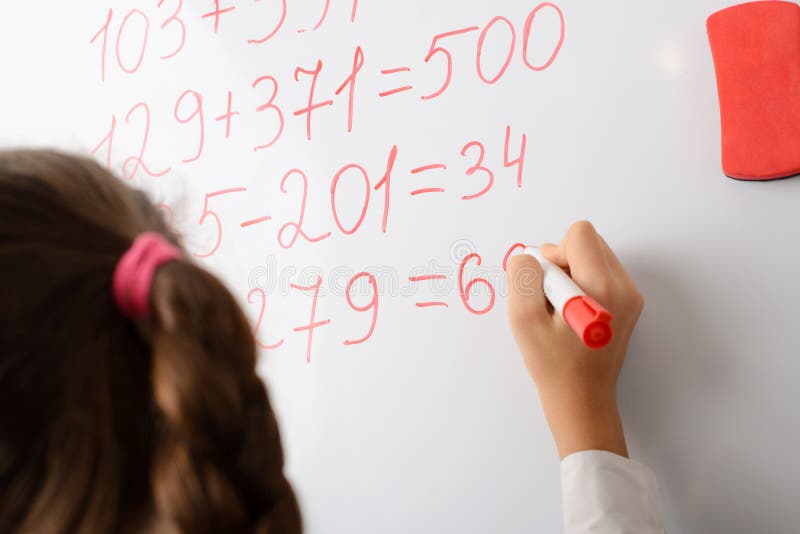 Diligent Student Counting Numbers on the Whiteboard Stock Image - Image ...