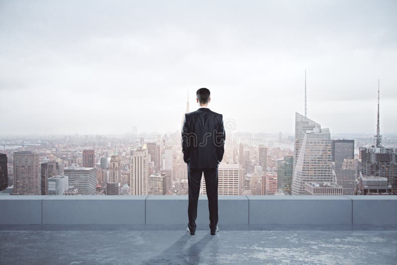 Man looking at city stock image. Image of city, boss - 116626125