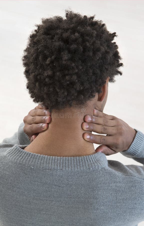 Back View Young Mulatto Man Neck Pain Stock Photos - Free & Royalty ...