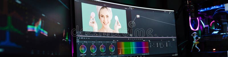 Back View of a Young White Man Video Editor Stock Photo - Image of ...