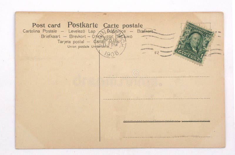 Vintage Postcard Back stock photo. Image of correspondence - 3720924