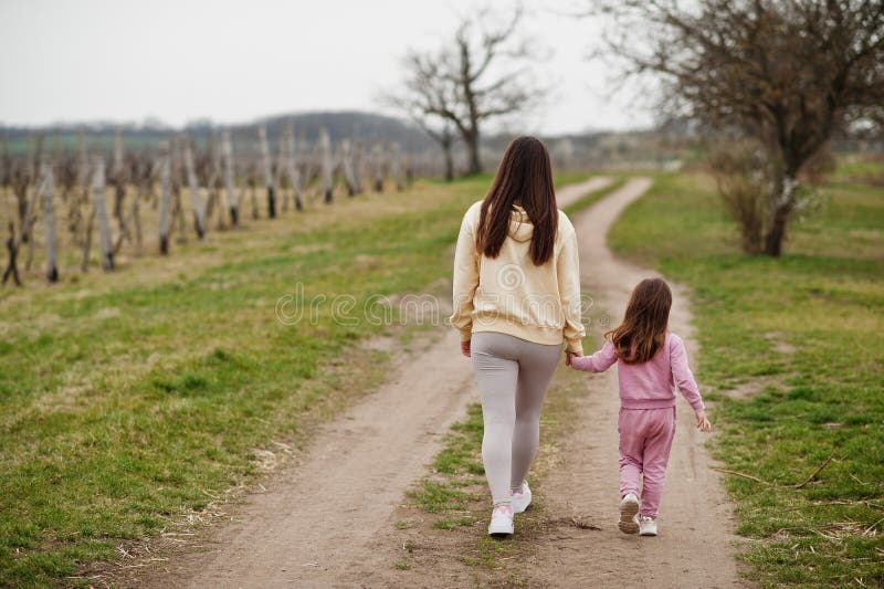 Back of Walking Mother with Daughter Stock Photo - Image of adult ...