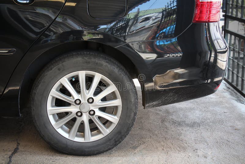 The back wheel of the car stock photo. Image of pick - 214790364