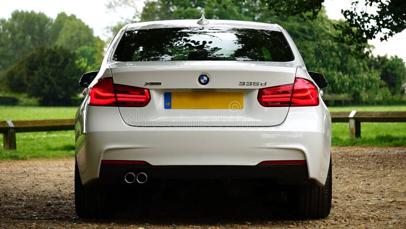 Back of white BMW stock image. Image of outdoor, automobile - 83057751