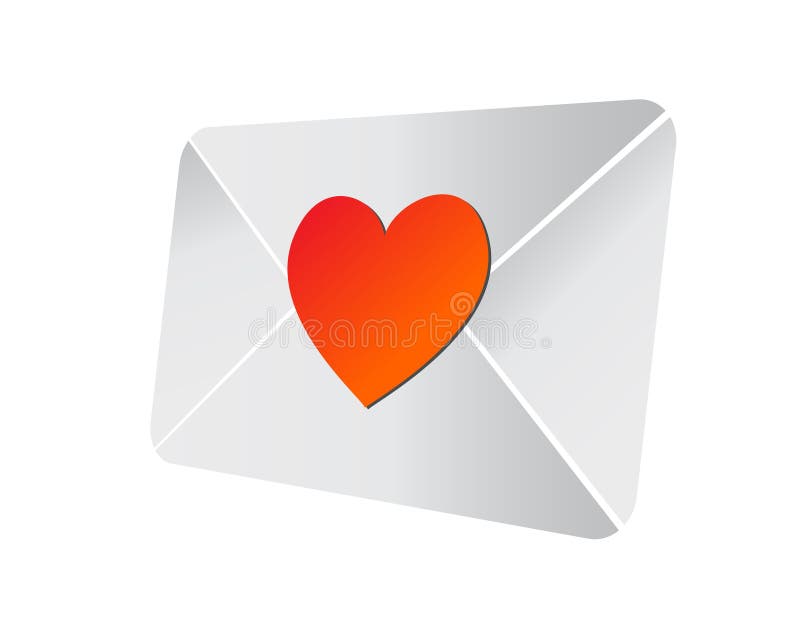 Back of White Envelope Icon and Sealed with Red Heart Stock ...