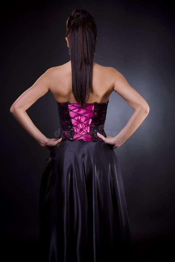Back of a Woman in Cocktail Dress Stock Image - Image of alone, evening ...