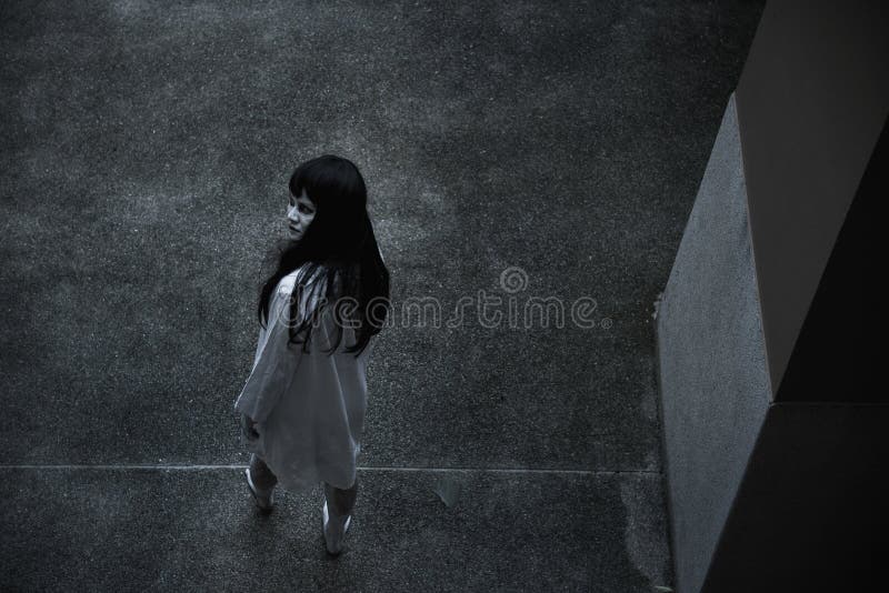 Back Woman Ghost Horror Under Building House Stock Photo - Image of ...