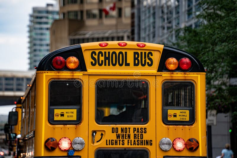 The Back of a Yellow School Bus in Downtown Toronto Stock Image - Image ...