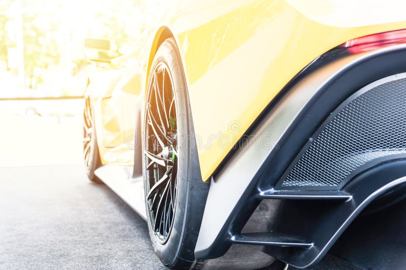 Back of a Yellow Sport Car in Sunset Light Stock Photo - Image of ...
