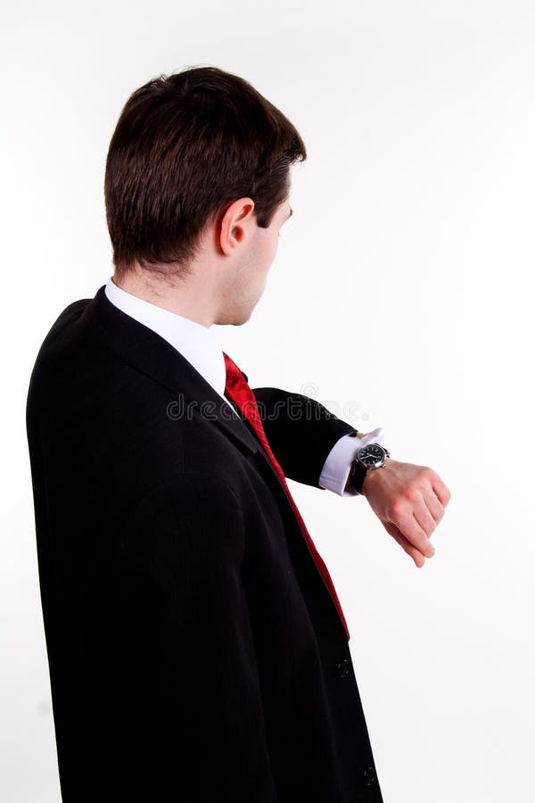 Back of Young Business Man Looking on His Watch Stock Photo - Image of ...