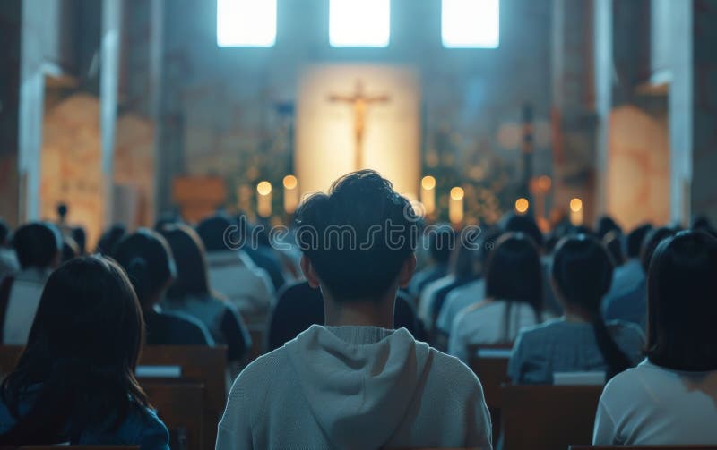 The Back of a Young Man S Head is Visible As he Sits in a Church, Part ...