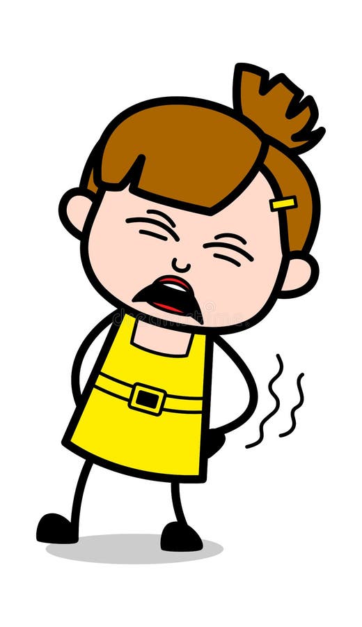 Backache - Teenager Cartoon Intelligent Girl Vector Illustration Stock ...