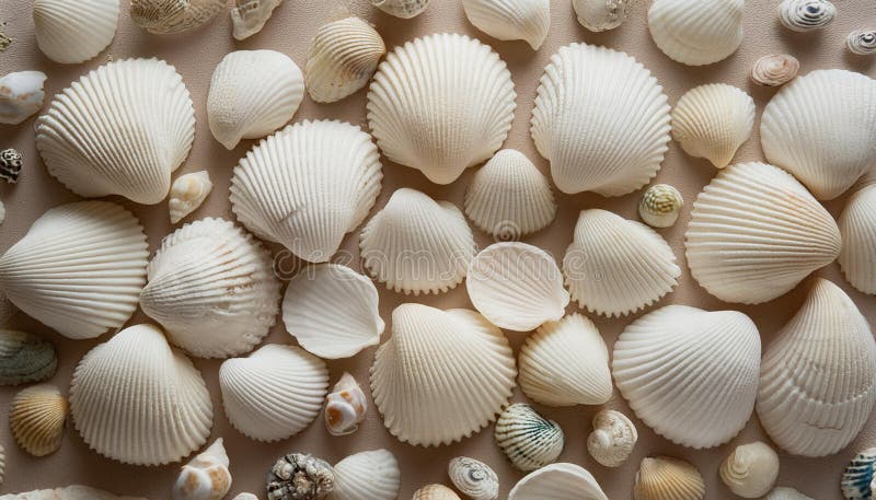 A Backdrop Adorned with a Collection of White Shells Embodies the ...