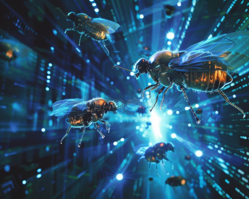 A Backdrop Background Capturing a Scene of Futuristic Bugs with Digital ...