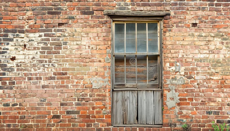 Backdrop of a Brick Wall with Window and Door Facing Outwards. Stock ...