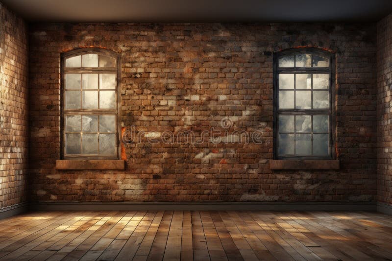 Backdrop of a Brick Wall with Window and Door Facing Outwards ...